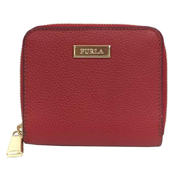 Furla | Bags | Furla Folding Wallet Pr2y 97289 Leather Red Round Zip ...